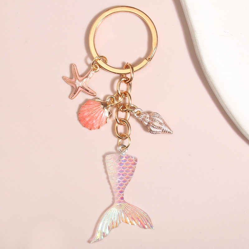 Cute Sea Keychain Starfish Shell Conch Heart Key Ring Mermaid Tail Key ...