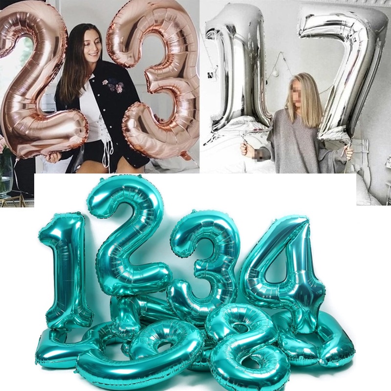 32 inch Silver rose gold Pink Blue digital aluminum balloon wedding ...