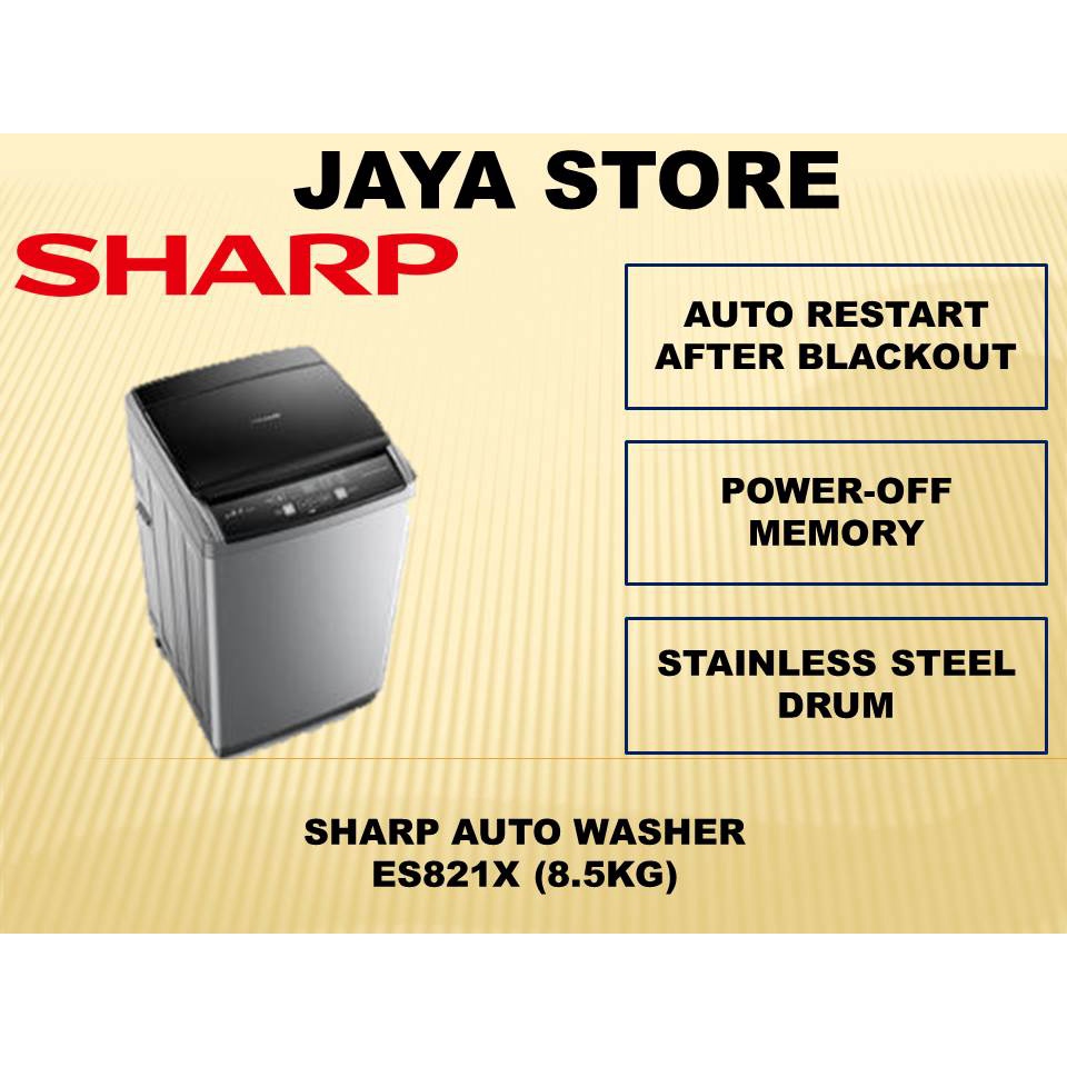 SHARP FULLY AUTO WASHING MACHINE ES821X (8.5KG) (2022 NEW) | Shopee ...
