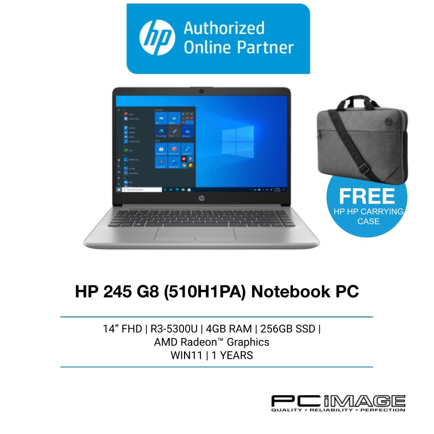 HP 245 G8 LAPTOP (510H1PA) (R3-5300U/4GB/256GB SSD/UMA/14" HD/W11H/1YR ...