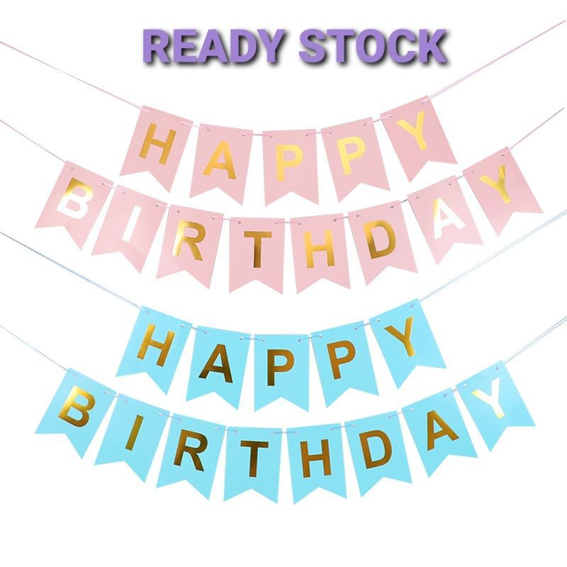 READY STOCK BIRTHDAY DECORATION FISHTAIL BANNER TRIANGLE FLAG | Shopee ...
