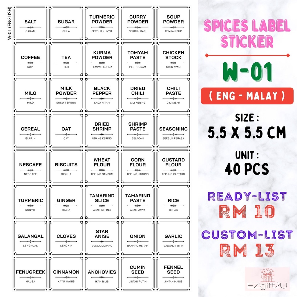 KITCHEN LABEL STICKER | Waterproof Sticker Label Dapur Rempah Kalis Air ...