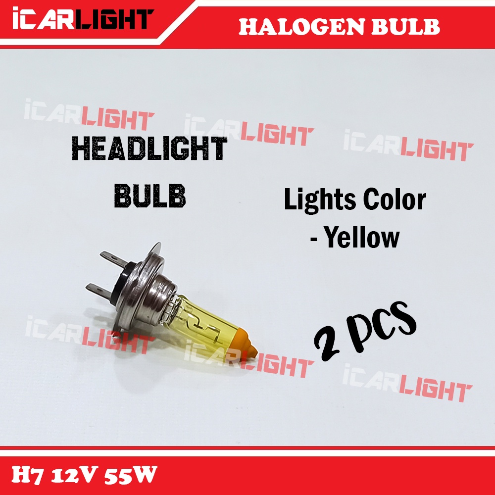 2 pcs H7 12V 55W Yellow Halogen Bulbs Headlight Bulb Car Head Lamp Bulb ...