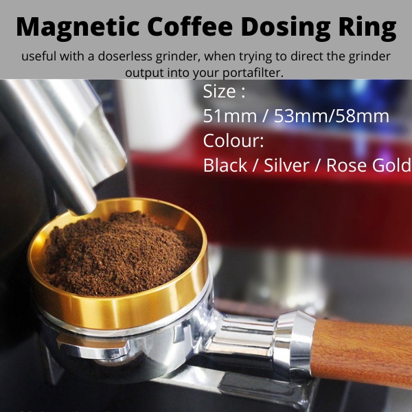 (Ready Stock) Magnetic Coffee Dosing Ring Aluminium Funnel Silver Black ...