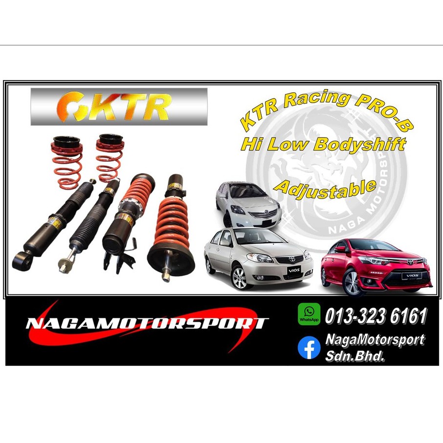 ADJUSTABLE TOYOTA VIOS (NCP42,NCP93,NCP150) KTR RACING PRO-B HI LO ...