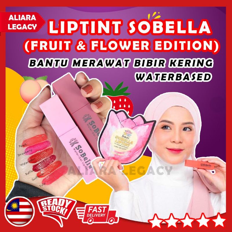Liptint Sobella Lip Tint Set Fruit Flower Edition Lip Treatment Water ...