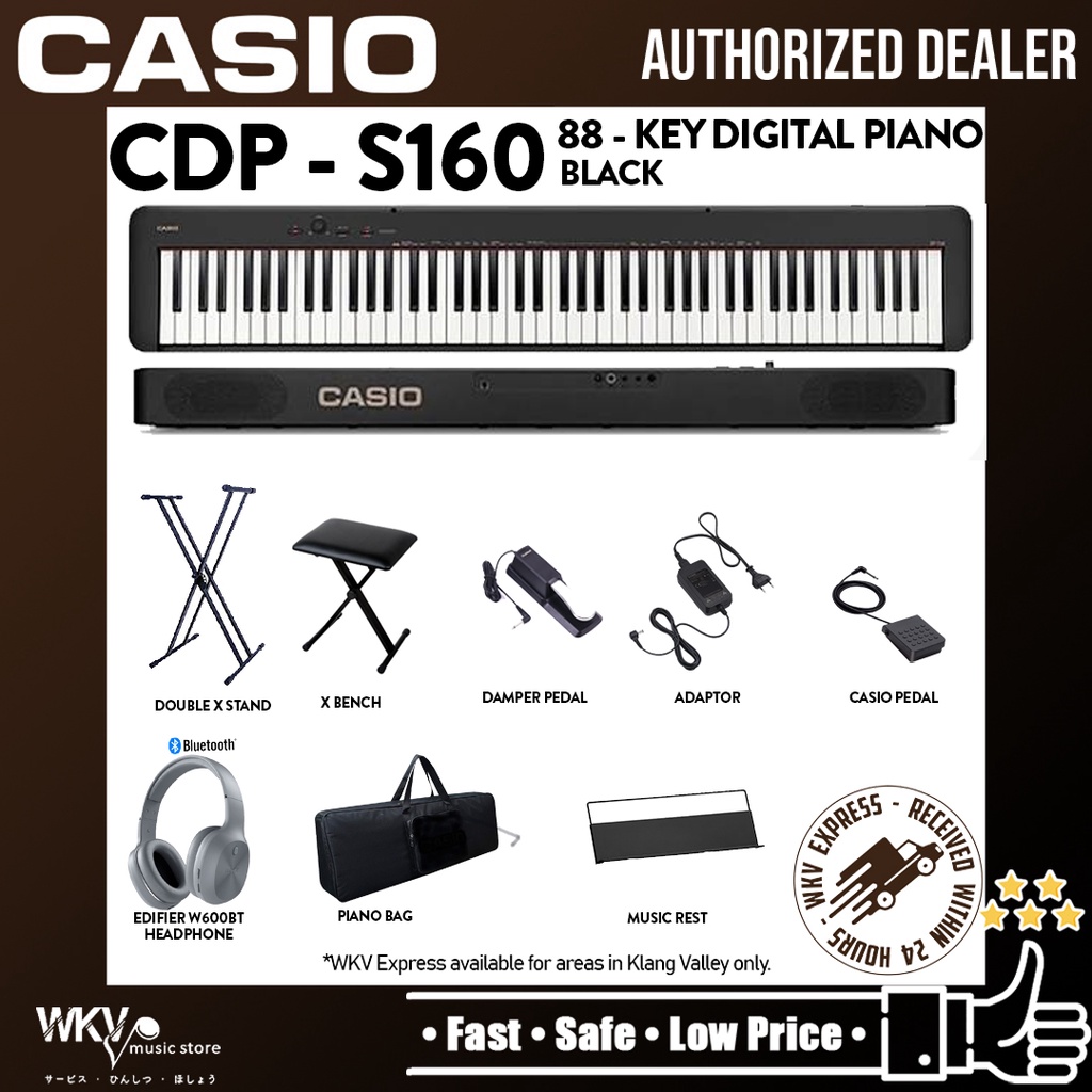 Casio CDP-S160 88 Keys Digital Piano Portable Set - Black (CDPS160 CDP ...