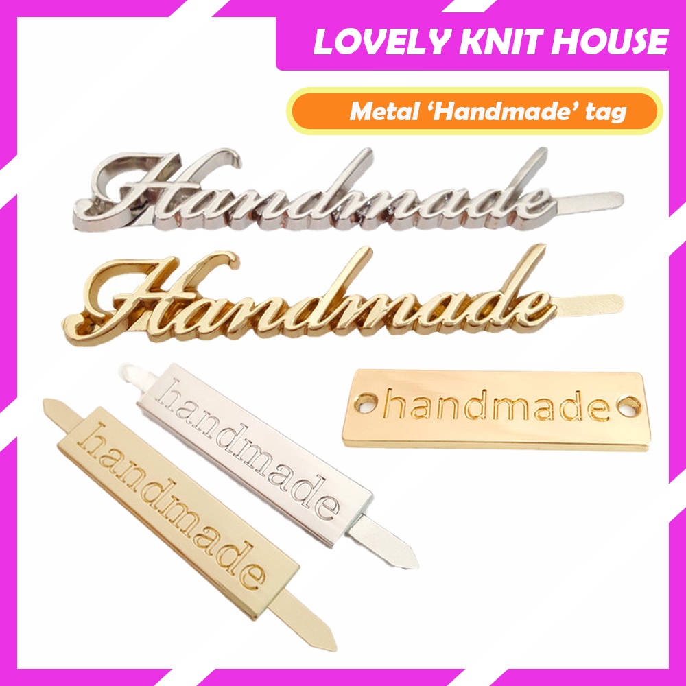 Metal Handmade Tag Label DIY Bag Accessories DIY Craft Gold Silver ...