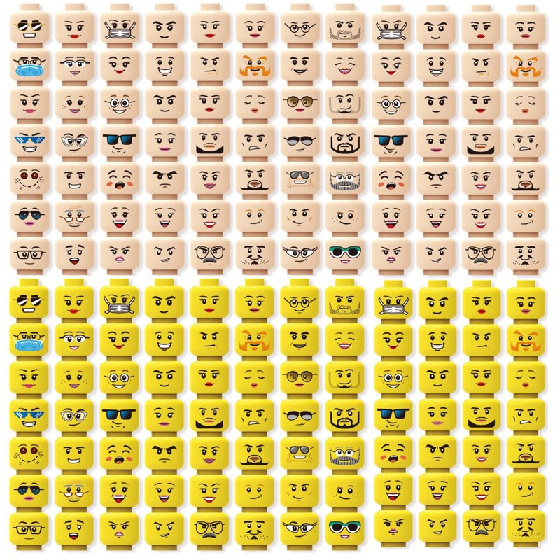 56pcs MiniFigure Face Head Emoji Set Female or Male MOC Figures ...