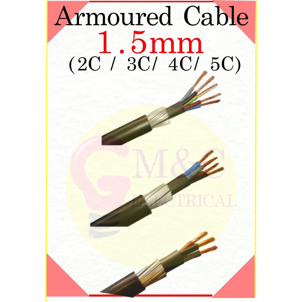 1.5mm 2Core/ 3Core/ 4Core/ 5Core Armoured Cable / Underground Cable ...