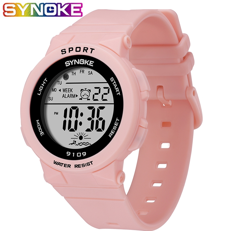SYNOKE 50M Waterproof Students Kids Watch Girl Digital LED Alarm Date Casual Sport Watch for ...
