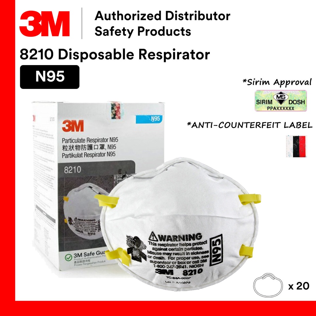 3M 8210 8110S(Small Size) 8210V N95 Particulate Respirator Haze Dust Mask/ Flu Prevention ...
