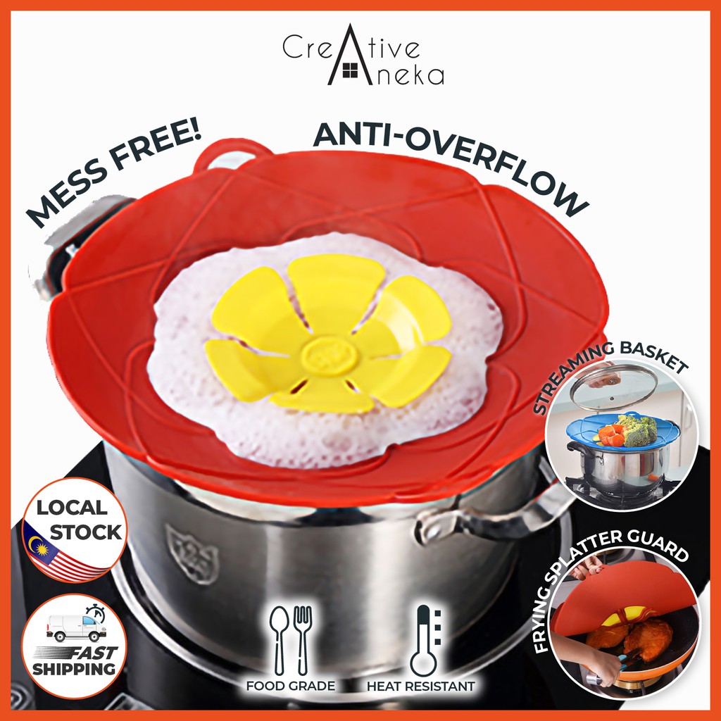 [LOCAL STOCK] Spill Stopper Lid Cover BPA-Free Silicone Boil Over Spill ...