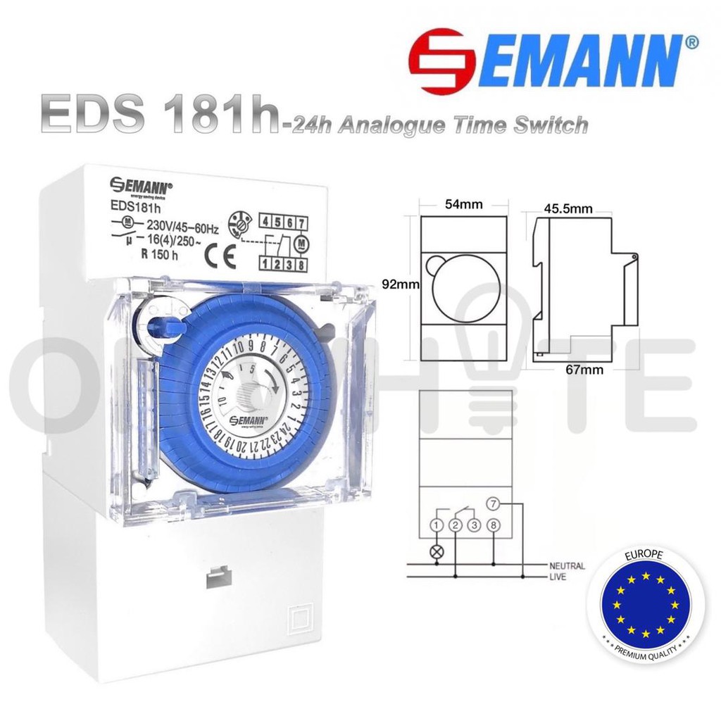 EMANN🇪🇺 EDS181H 24hrs Analog Time / Timer Switch [ THEBEN TYPE ] Din ...