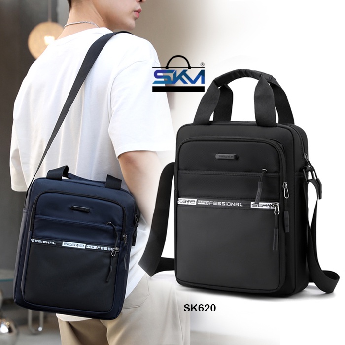 SKM Men Bag Korean Fashion Square Large-Capacity Anti-Splash Shoulder ...