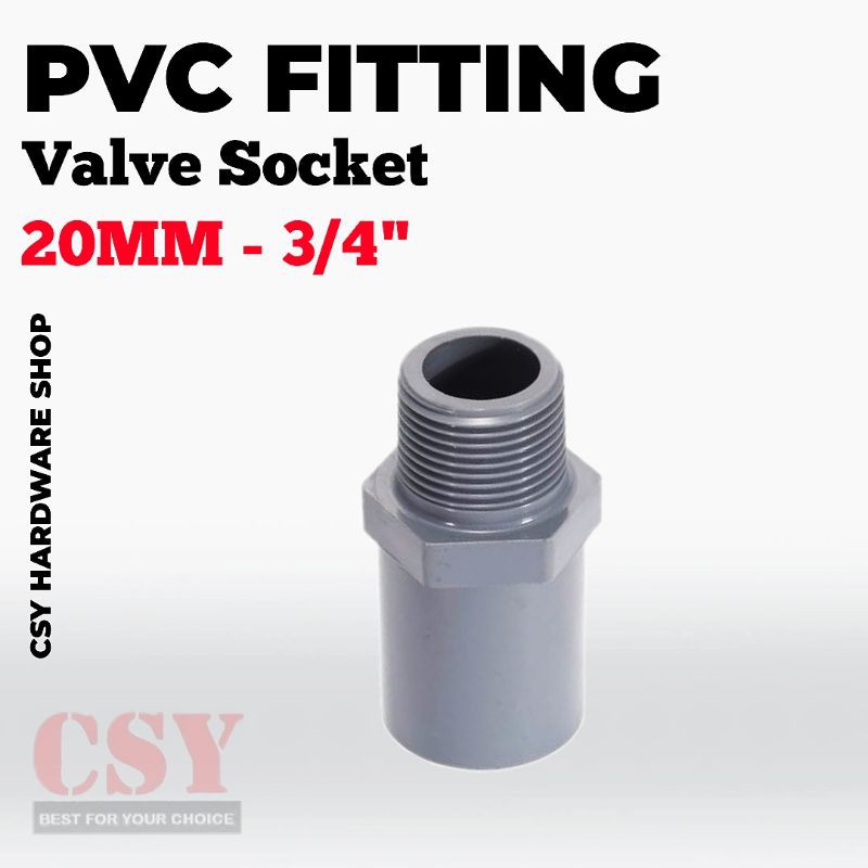 PVC Fitting Valve Socket 20mm (3/4'') / Soket Penyambung Paip PVC | Shopee Malaysia