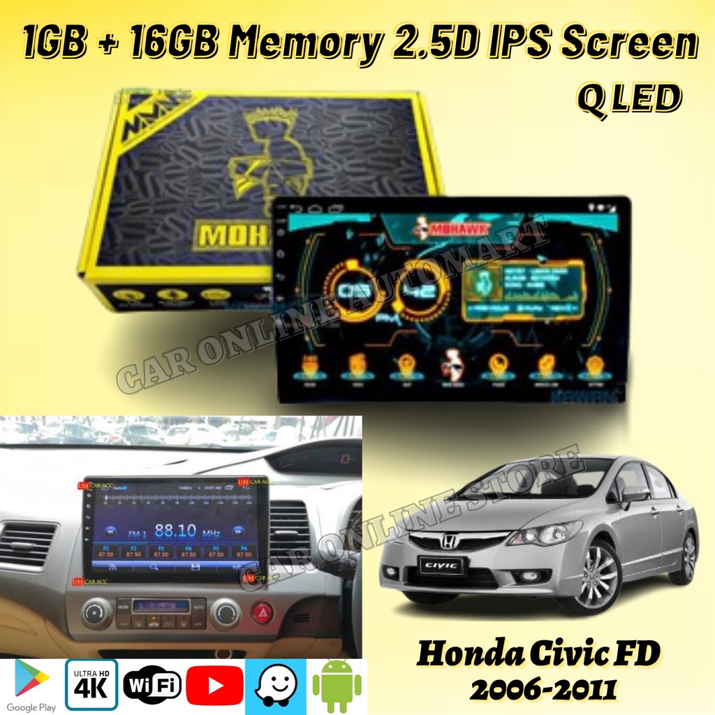 HONDA CIVIC FD 2006-2011 MOHAWK RK3326 MS SERIES ~ Q-LED ANDROID PLAYER ...