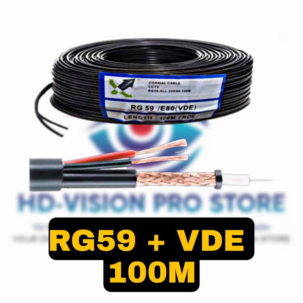 GOGAGI RG-59 + VDE CABLE 100M CCTV CABLE / COAXIAL CABLE WITH POWER ...