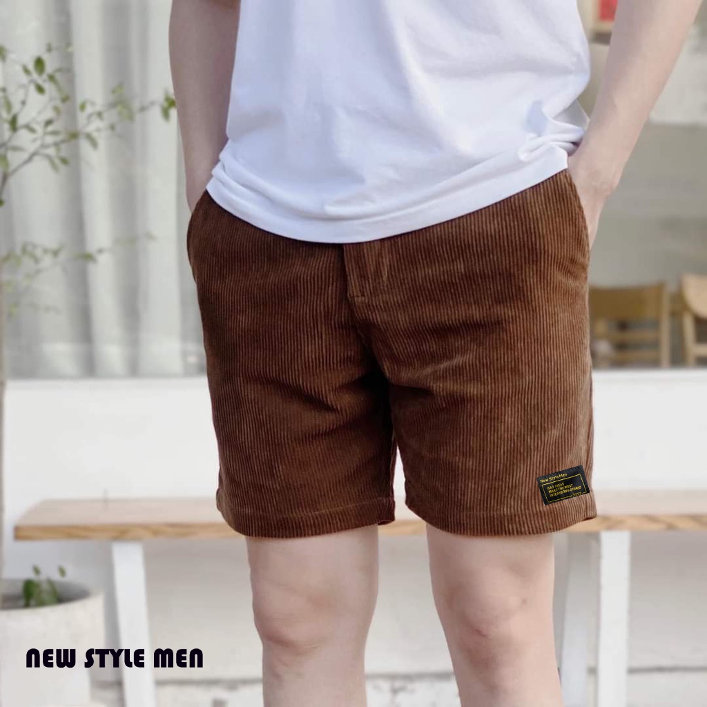 (High quality felt shorts) - Stylish brown DENIM men's velvet shorts ...