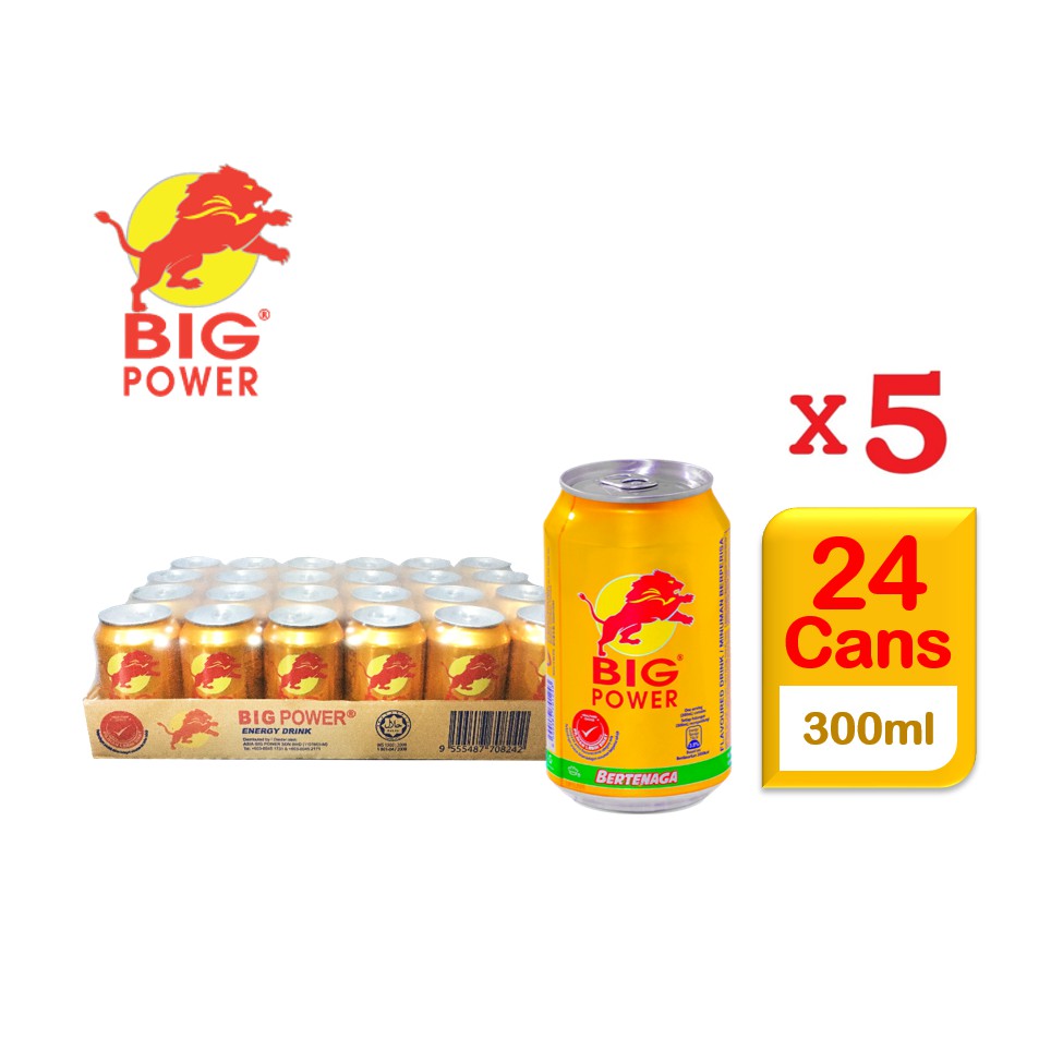 5 Carton Of Big Power Energy Drink Low Sugar Non Carbonated (24 Cans x ...