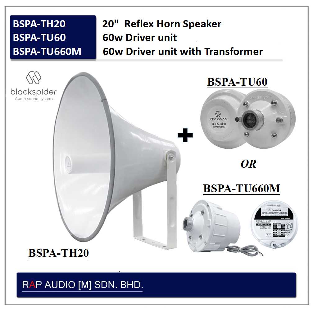 [BLACK SPIDER] BSPA-TH20 20" REFLEX HORN + BSPA-TU60 60W , BSPA-TU660M 60W DRIVER UNIT | Shopee ...