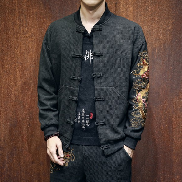 New 2021 Chinese style dragon embroidered jacket men's bomber jacket ...