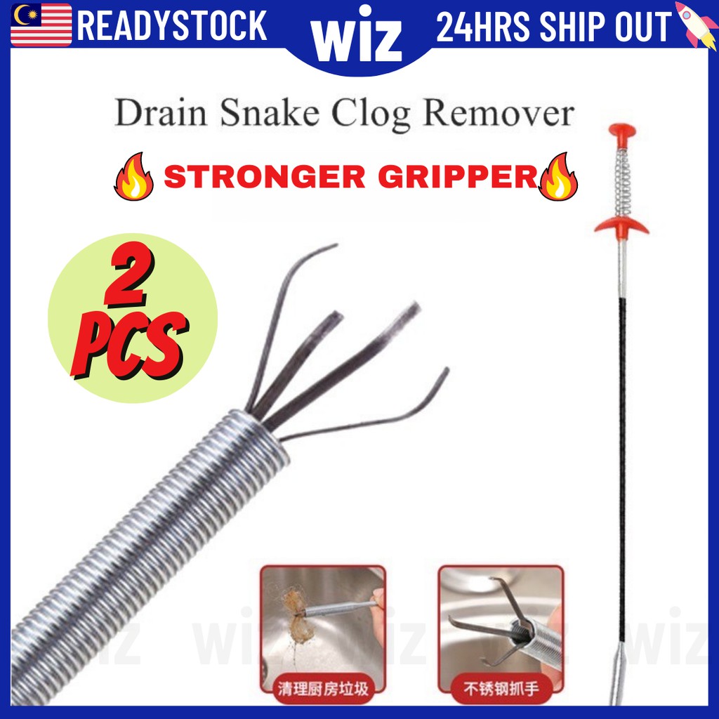 🔥 Iron🔥 Drain Clog Remover Clogged Hair 60cm Kitchen Sink Cleaning Hook 2pcs Cleaning Pipe ...