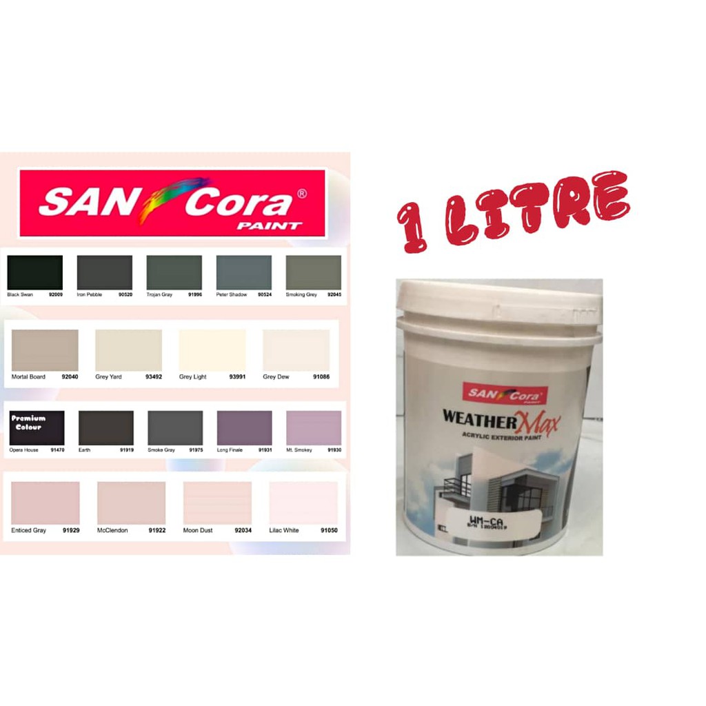 1LITER SANCORA Weather Max Weatherproof Exterior Wall Paints Finish ...