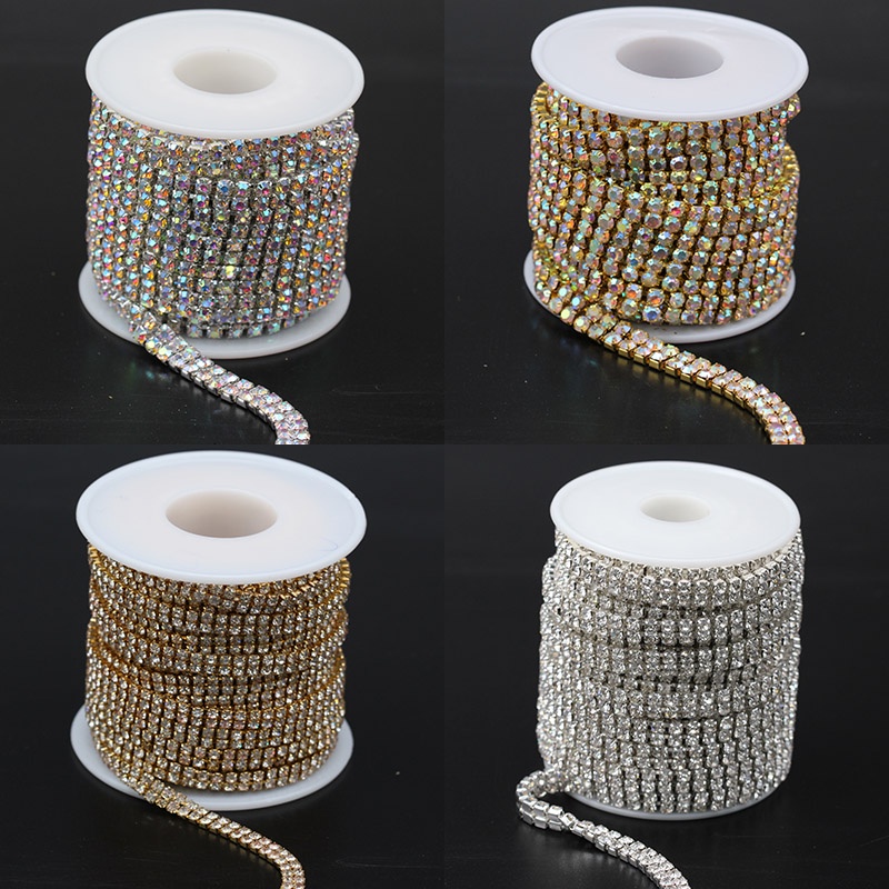 1yard 2 Rows Ss6 Ss8 Ss12 Ss16 Sparking Ab Clear Crystal Rhinestones