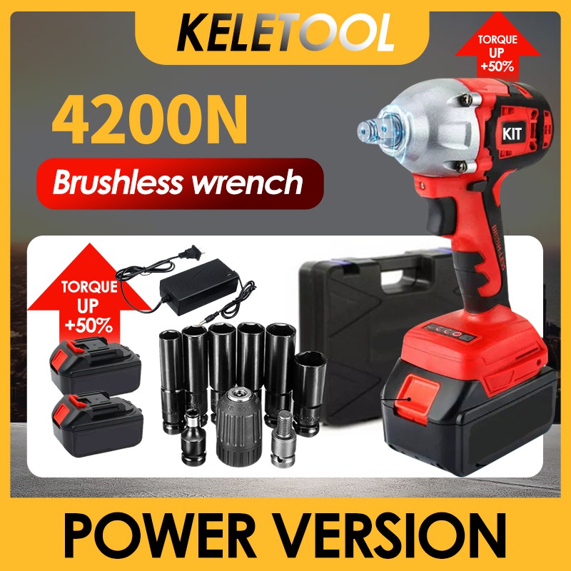 KELETOOL Electric Brushless Cordless Impact Wrench 4200Nm Driver Set ...
