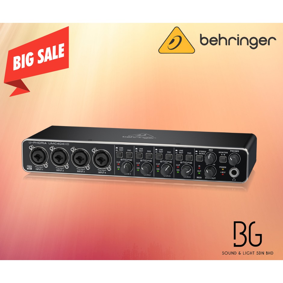 Behringer U-Phoria UMC-404HD USB 2.0 Audio Interface (UMC404HD / UMC ...