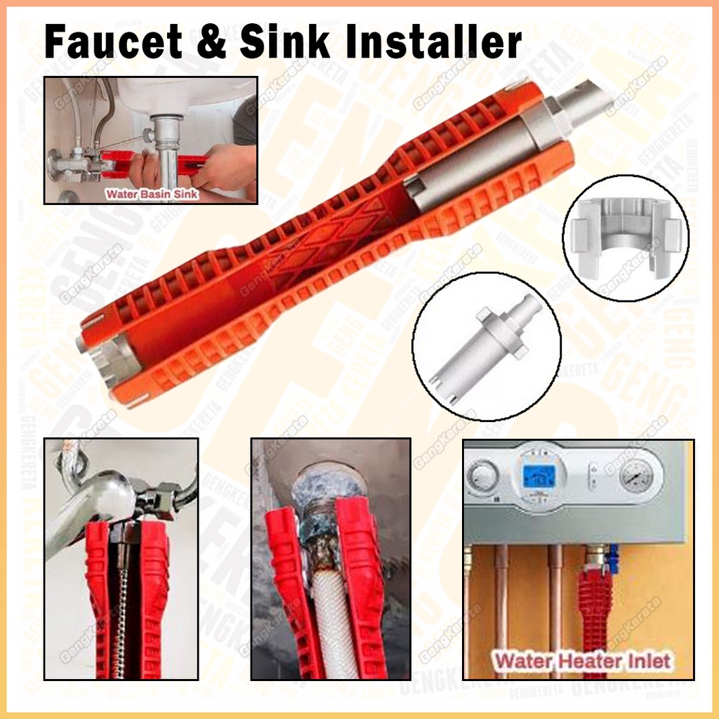 Faucet and Sink Installer Multifunctional Wrench Spanner Pipe DIY Tap ...