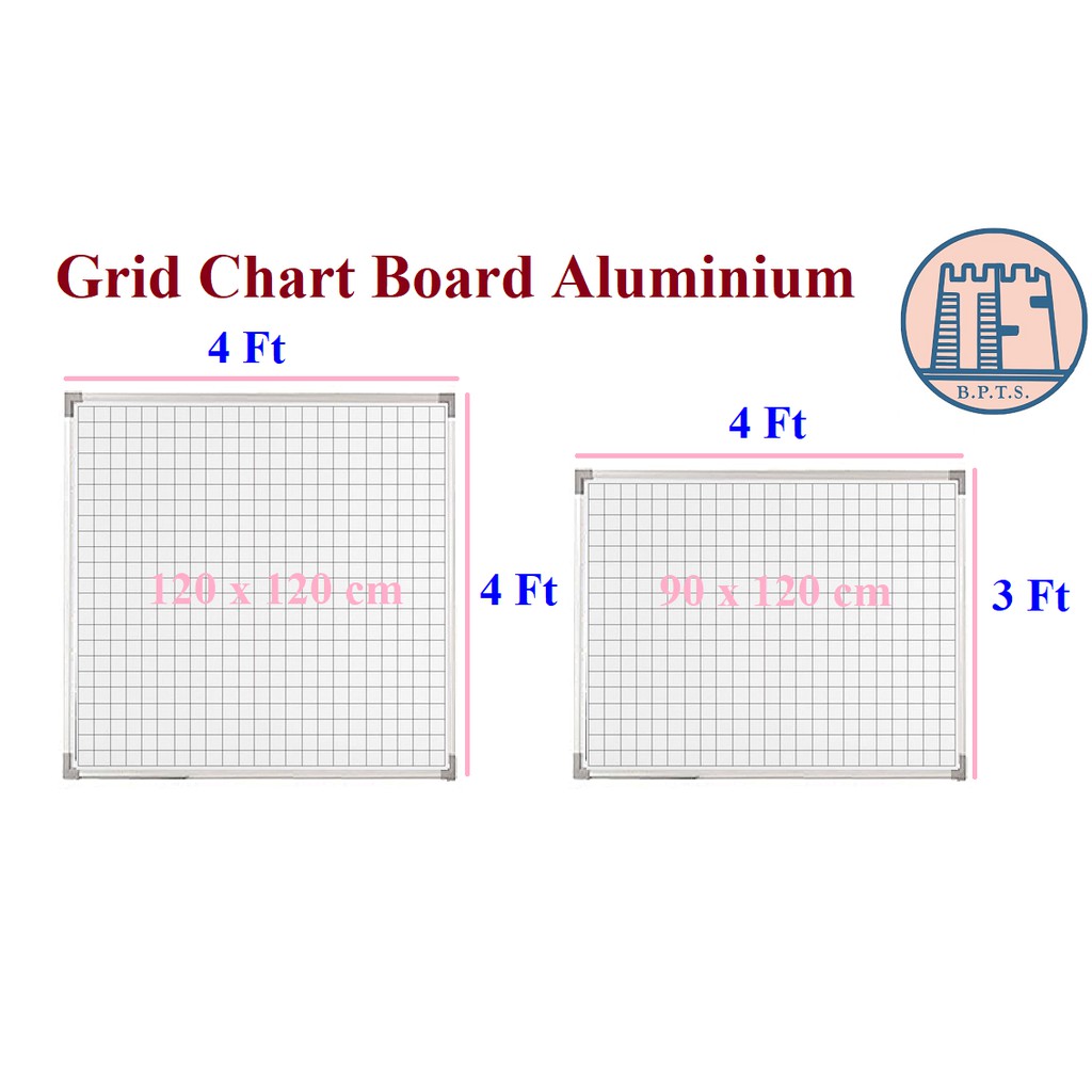 Magnetic Grid Chart Whiteboard / Chart Board (Aluminium Frame) 3x4 ft ...
