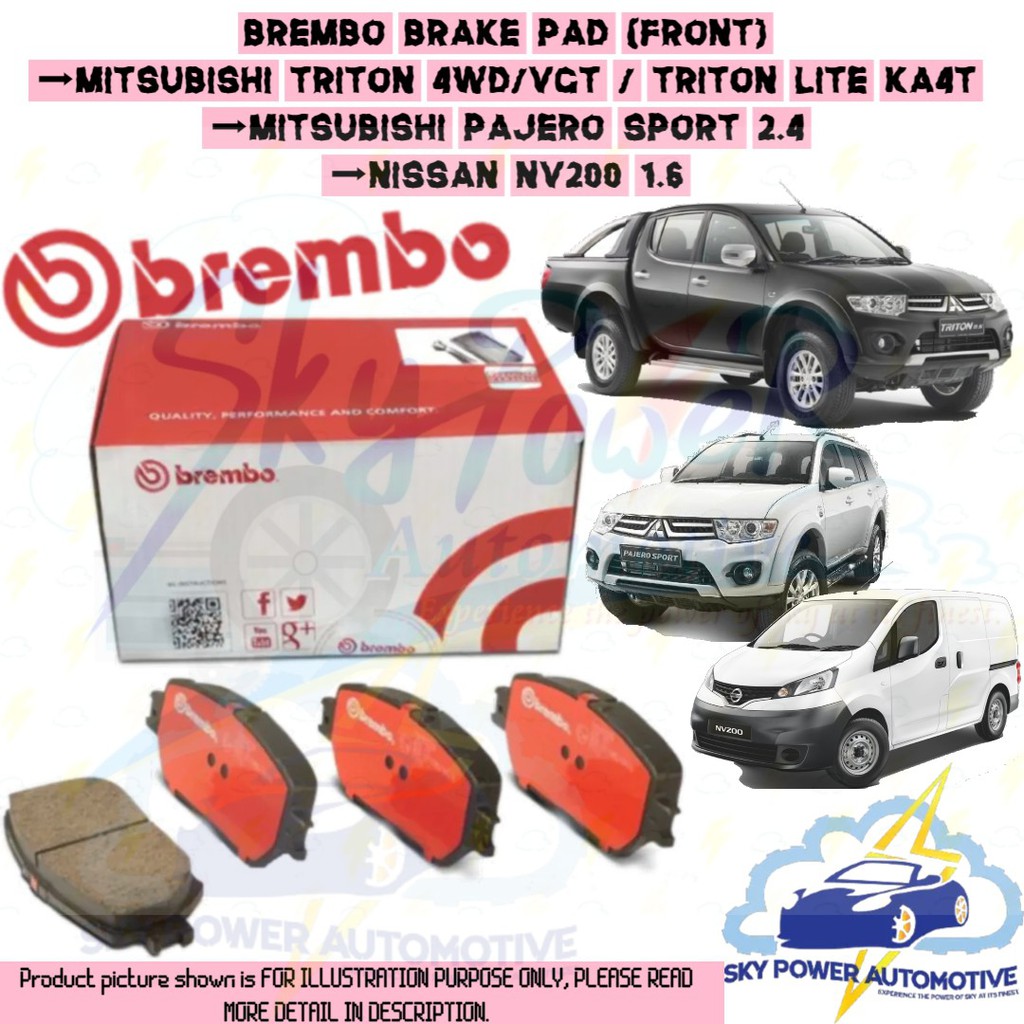 BREMBO MITSUBISHI TRITON 4WD VGT LITE KA4T / PAJERO SPORT 2.4 / NISSAN NV200 1.6 BRAKE PAD ...