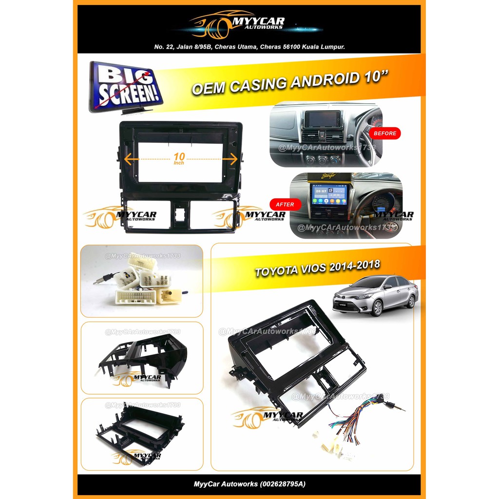 Toyota Vios 2014-2018 - Big Screen Casing Android Player (10inch ...