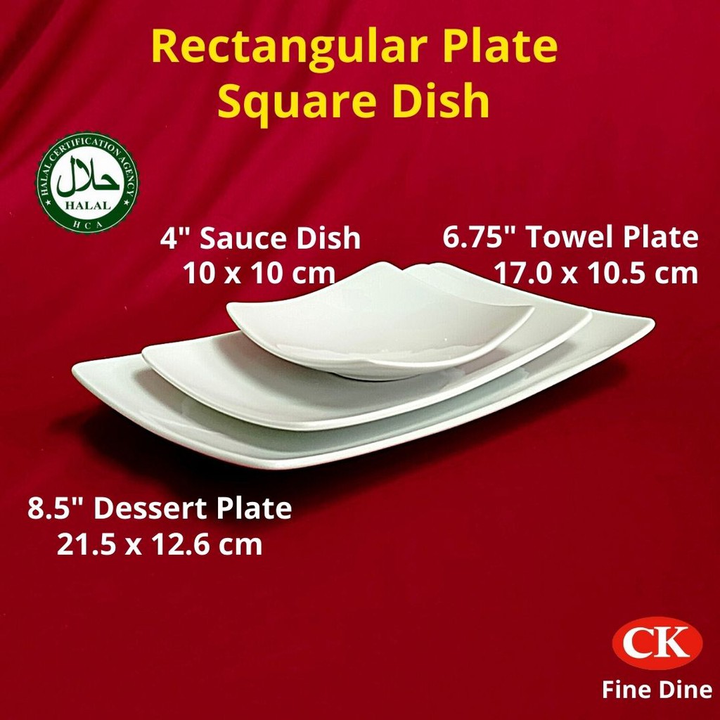 CK Porcelain, Rectangular Dessert Plate/ Porcelain Towel Plate ...