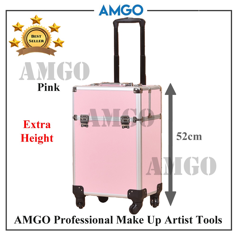 AMGO Professional Makeup Tool Box Make Up Organizer Beauty Storage Make up Trolley [Pink-XL ...