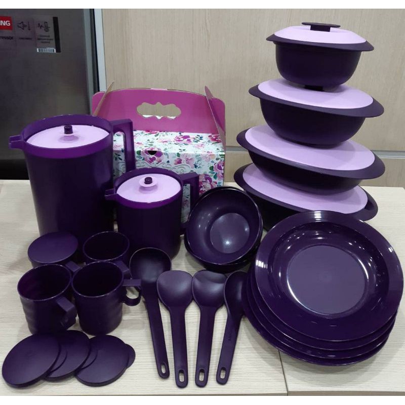 Tupperware purple royal blossom serving set | Shopee Malaysia