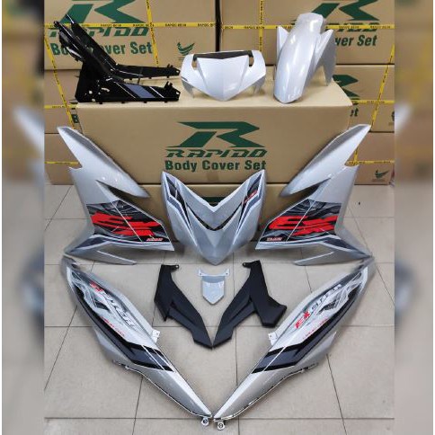 [READY STOCK] RAPIDO COVER SET Y15ZR V1/V2 EXCITER-150 (40) SILVER (STICKER TANAM/AIRBRUSH ...