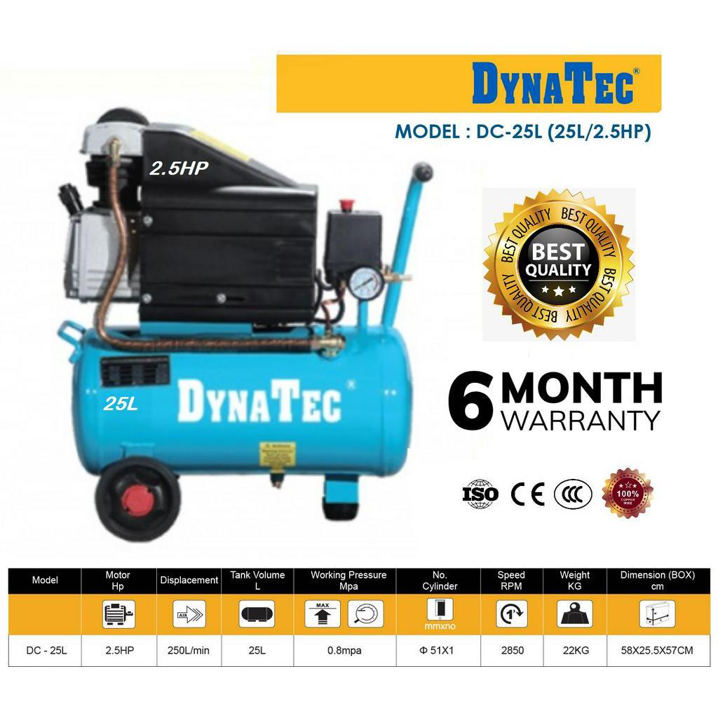 DynaTec DC-30L (1875W / 2.5HP) 30-Litre Direct-Coupled Air Compressor ...