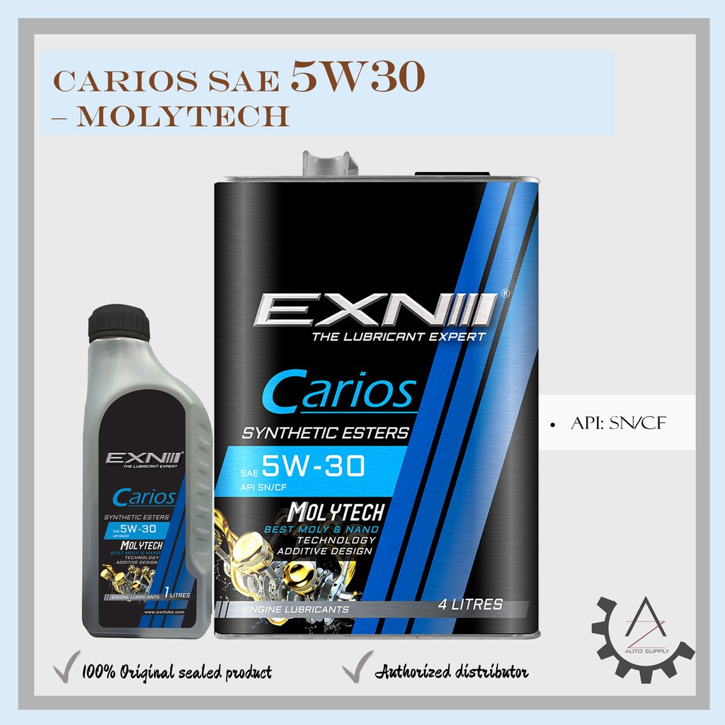 EXN - Carios-SAE-5W30-Molytech Synthetic Ester API SN/CF 4L/1L | Shopee ...