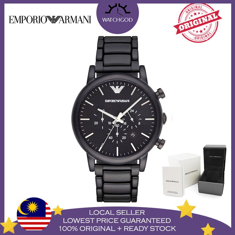 [Authentic] Emporio Armani Classic Chronograph Black Dial Black ...