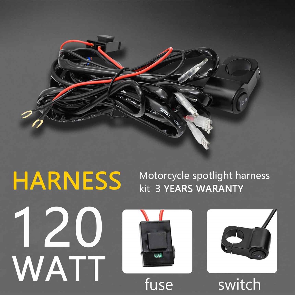 Motorcycle Spotlight Wiring Harness LED Driving Fog Light Switch Fuse ...