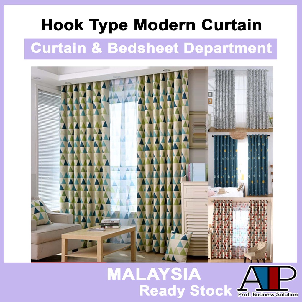 Curtain🪟 100*250|100*130cm Curtain Fashion Design Langsir Window Full ...