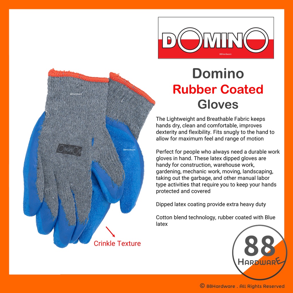 【Anti-Slip】 Domino rubber glove / sarung tangan getah / glove gloves ...