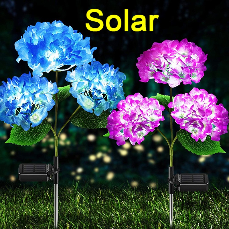 Hydrangea LED Solar Flower Lights Outdoor Waterproof Decoration ...