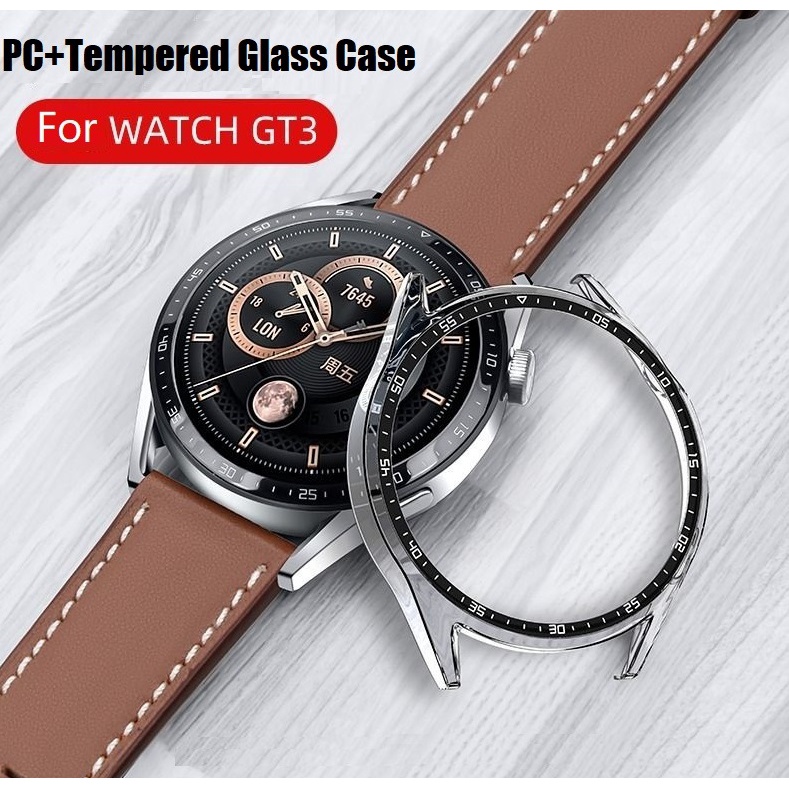 For Huawei watch GT3 Case Size 42mm 46mm Tempered Glass + PC Matte ...