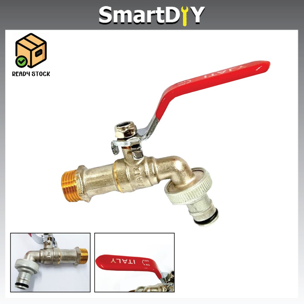JD034 1/2‘’ SOLID BRASS BIBCOCK FAUCET BALL VALVE BIB TAP WALL MOUNTED ...