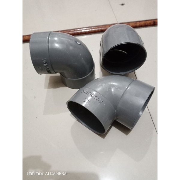 Curved PVC Paralon Connection 3 inch / Knee 3" Winlon | Shopee Malaysia