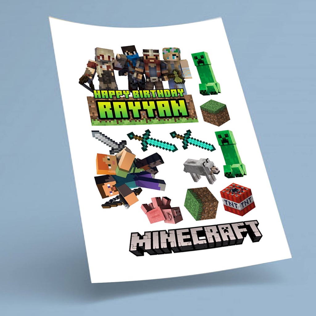 MINECRAFT CUSTOM NAME & AGE [JPEG FORMAT/FILE] [CAKE TOPPER] [PRINT ...